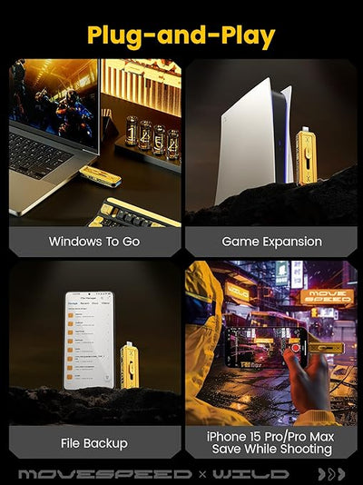 MOVE SPEED WD10 128GB-2TB 1000MB/s Read/Write Speed, USB 3.2 Gen2+Type