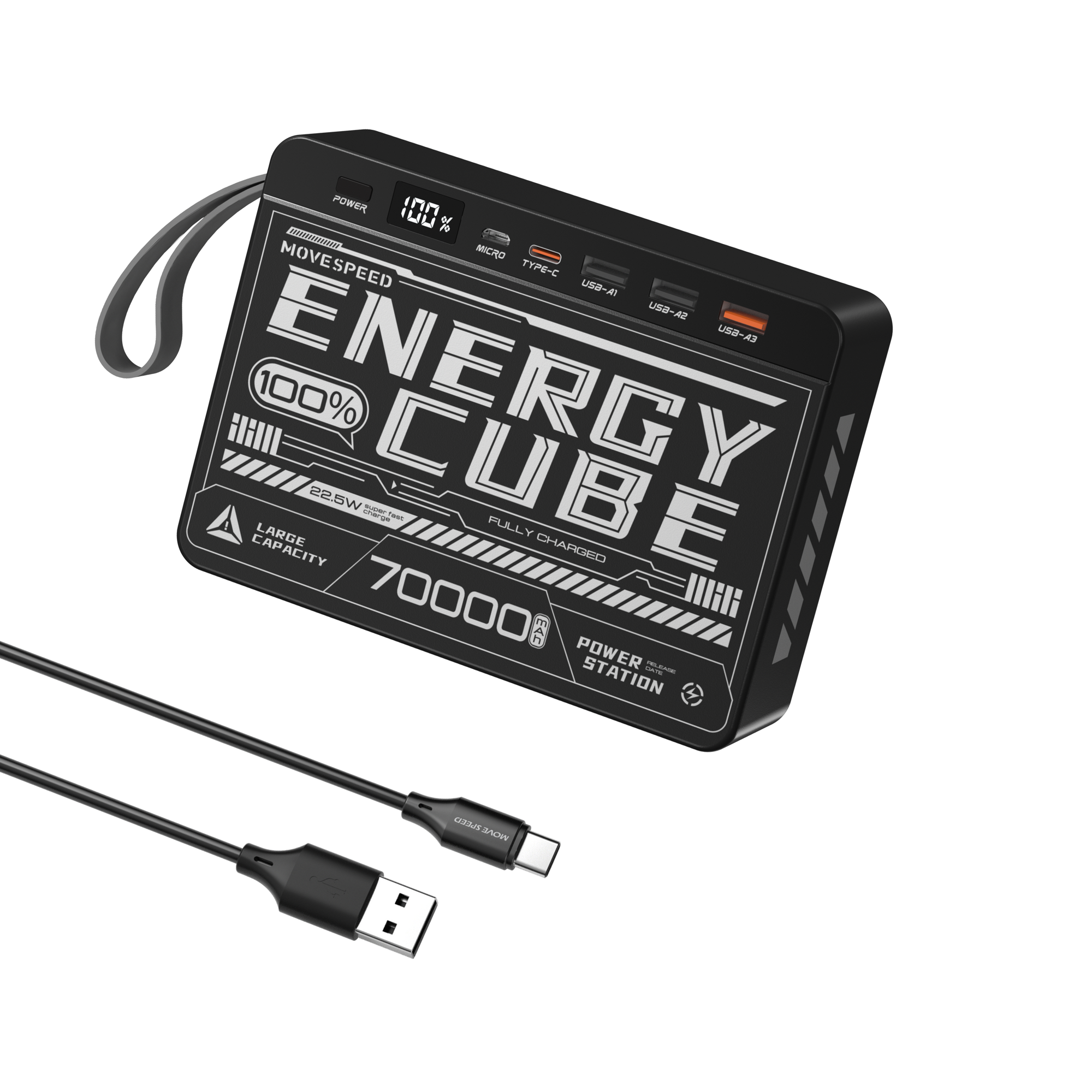 MOVESPEED Z70 Power Bank: 70000mAh, Fast Charging, LED Display