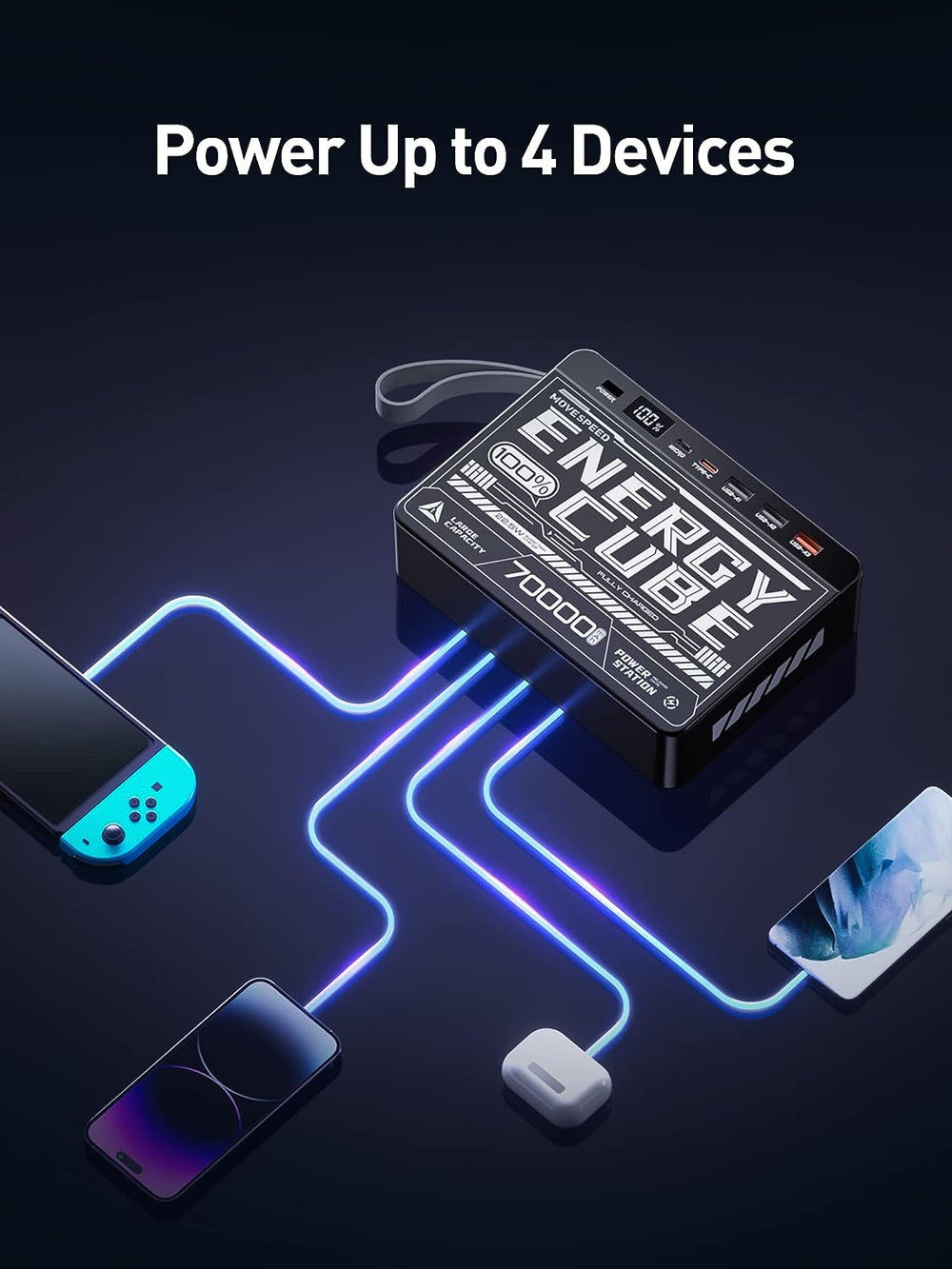 MOVESPEED Z70 Power Bank: 70000mAh, Fast Charging, LED Display